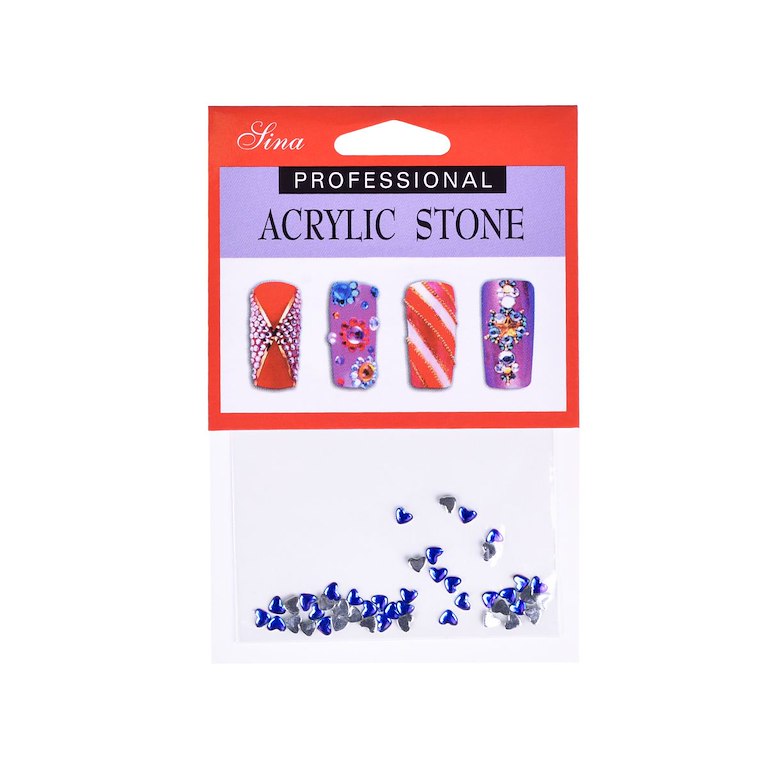 Cirkoni za Nail Art HS 3mm Heart 48/1 Blue HS48-4