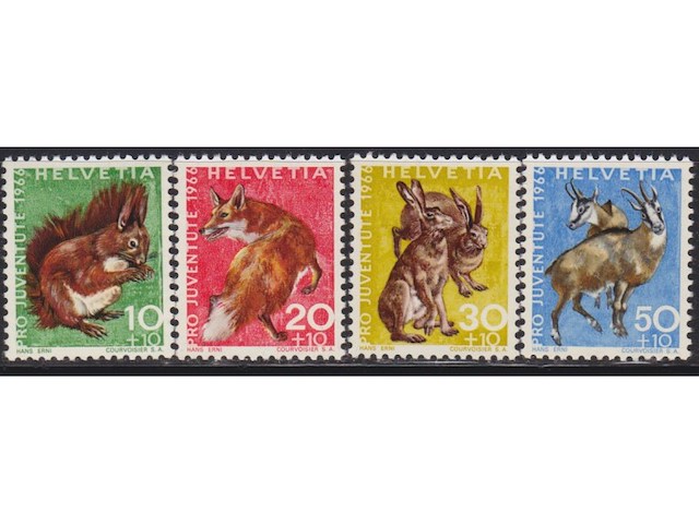 Svajcarska 1966 Pro juventute fauna cisto