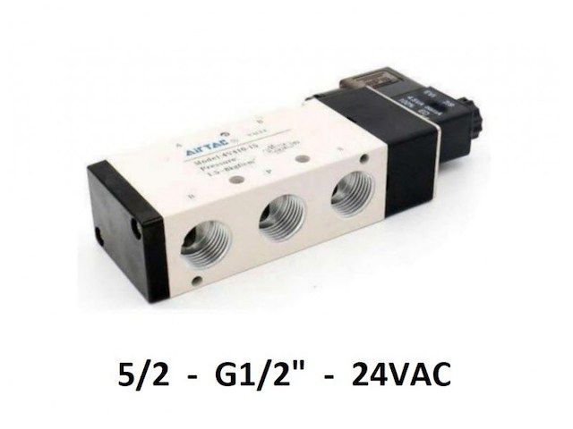 Pneumatski razvodnik elektromagnetni 5/2 G1/2″ 24VAC
