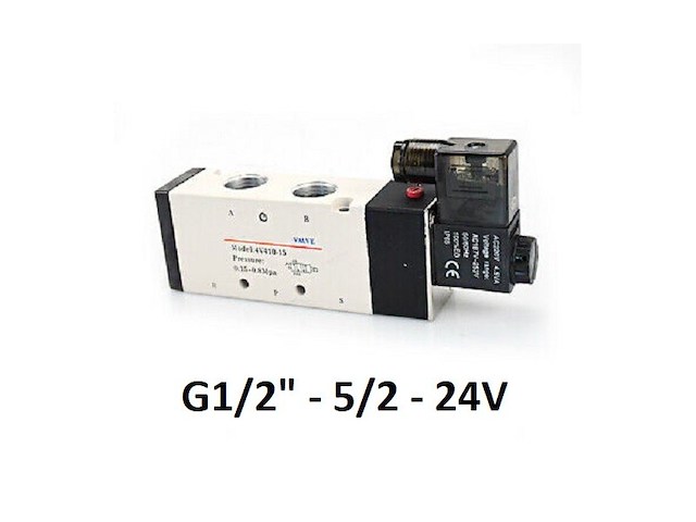 Pneumatski razvodnik elektromagnetni 5/2 G1/2″ 24VDC