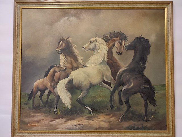 Slika `4 konja i ždrebe` Bolotić 1994