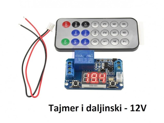 Vremenski rele - tajmer sa daljinskim - 12V