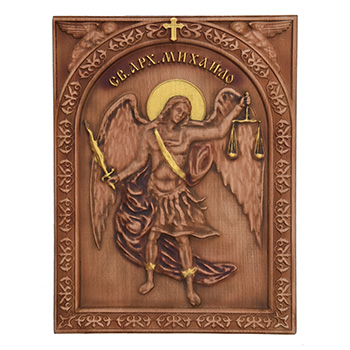 Ikona Sveti Arhangel Mihailo - Aranđelovdan duborez 26x32cm