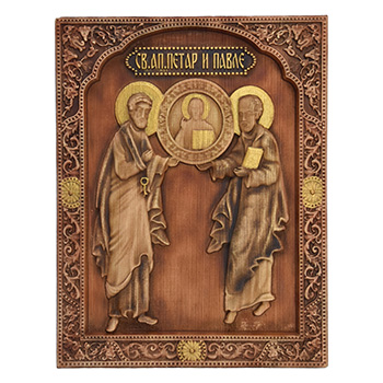 Ikona Sveti apostoli Petar i Pavle - Petrovdan duborez 26x32cm