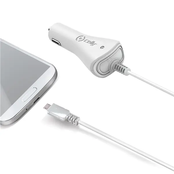 Celly CELLY Auto punjač beli micro usb (CCMICROW)