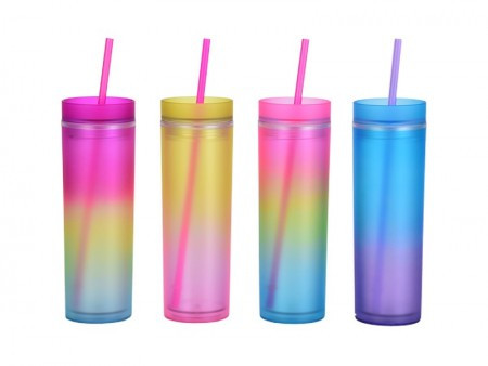 Style, čaša sa cevčicom, plastična, duga, 470 ml, miks ( 705500 )