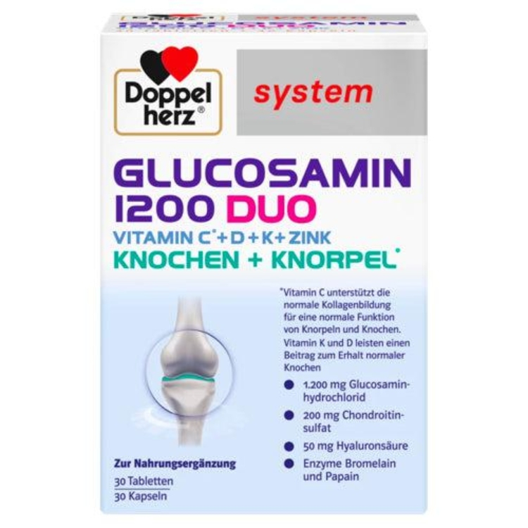 Doppelherz System Gelenk 1200 - glukozamin + kondoitin+hijaluron+enzimi 30 tableta i 30 kapsula