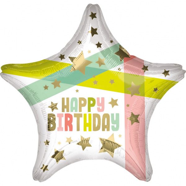4131501
18″ Foil Happy Birthday Gold Stars