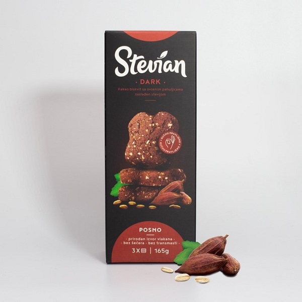 Integralno čajno pecivo Dark sa kakaom Stevian 165g