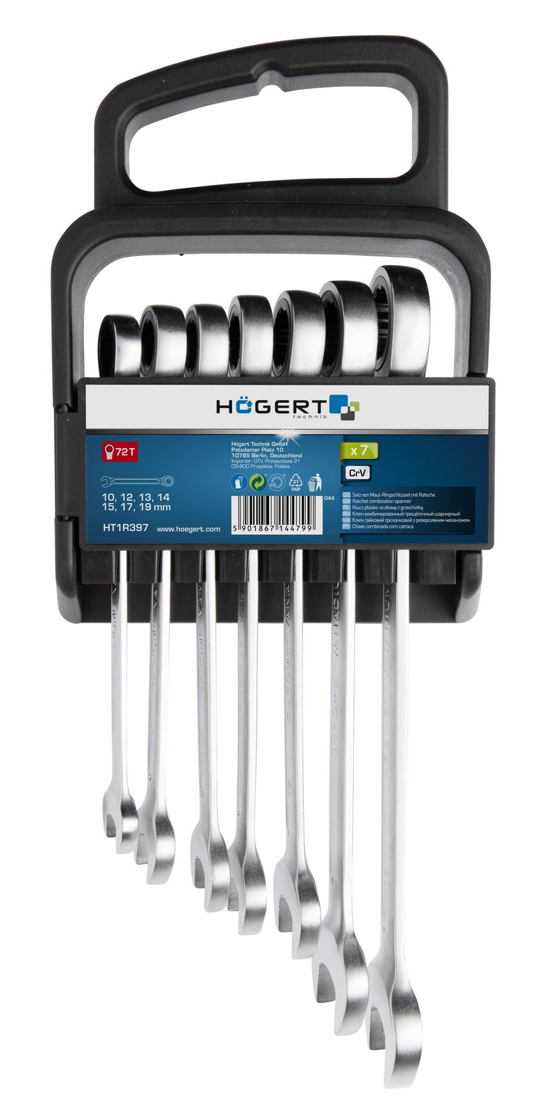 Hogert HT1R397 set ključeva viličasto-okastih sa račnom 10-19 mm