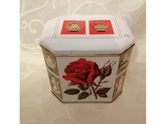 Vintage stara engleska limena kutija sa ružama