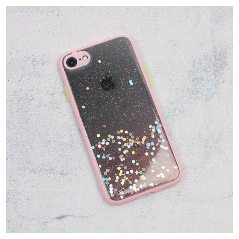 Maskica Frame Glitter za iPhone 7/8/SE (2020) roze