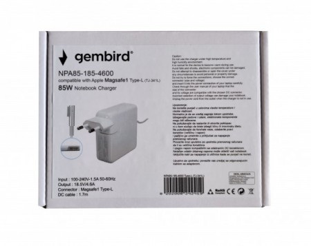 Gembird NPA85-185-4600 (TJ-341L Apple Type-L) punjac za laptop 85W-18.5V-4.6A, Magsafe1 Type-L