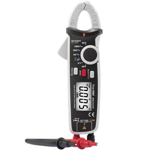 Voltcraft VC-330 clamp meter digital CAT II 600 V, CAT III 300 V Display (counts): 2000