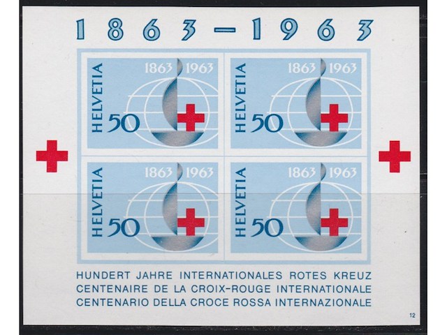Svajcarska 1963 100.g.Crvenog krsta blok cisto