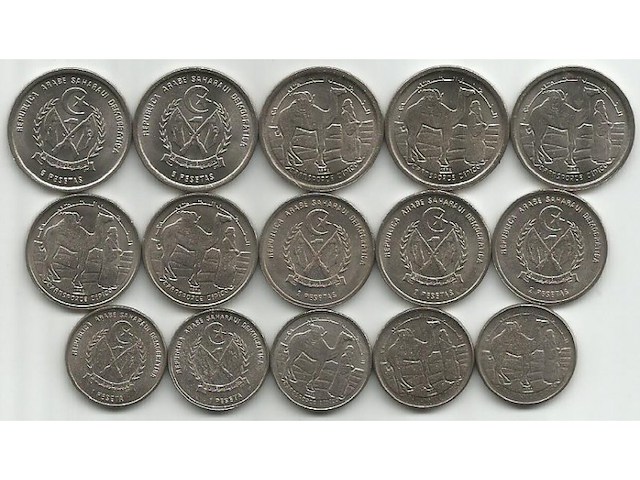 West Sahara 1 - 2 - 5 pesetas 1992. UNC x 5 set.