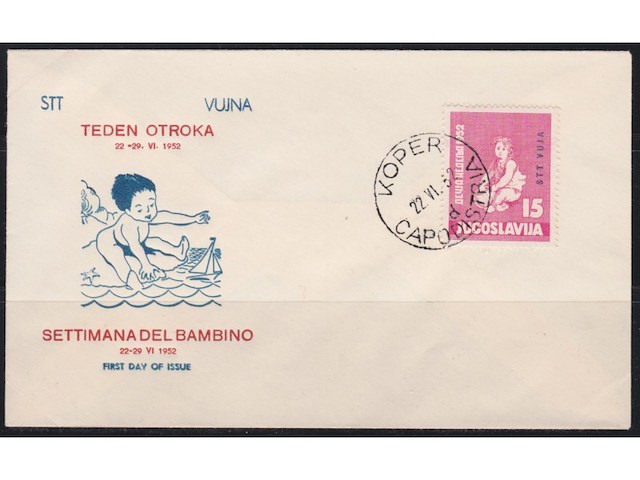 Jugoslavija Italija Zona B Trst 1952 Decja nedelja FDC