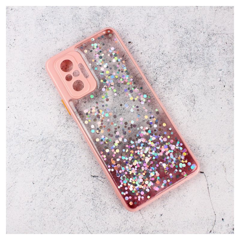 Maskica Frame Glitter za Xiaomi Redmi Note 10 Pro/Note 10 Pro Max roze