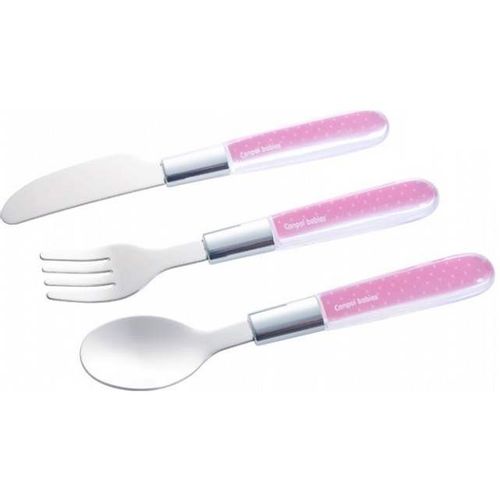 Canpol pribor - metalni set nož, viljuška i kašika - pink