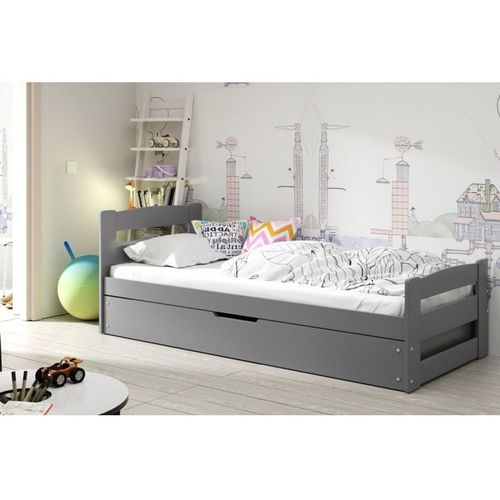 Drveni dečiji krevet Ernie sa fiokom na podizanje - 200x90 cm - grafit