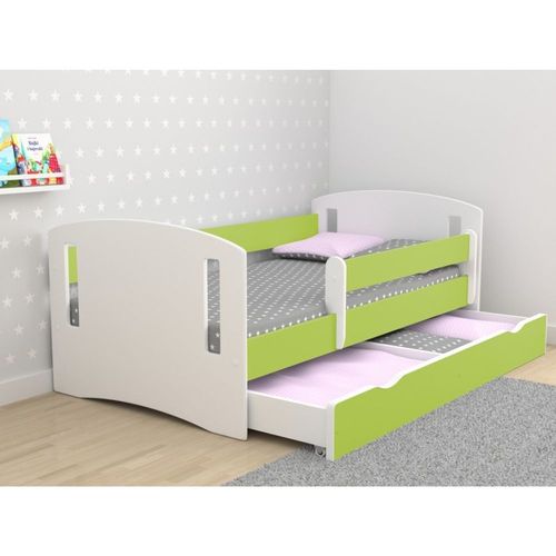 Drveni dečiji krevet Classic 2 sa fiokom - zeleni - 160x80cm