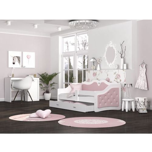 Dečiji tapacirani krevet LILI EXCLUSIVE - rozi - 160x80 cm