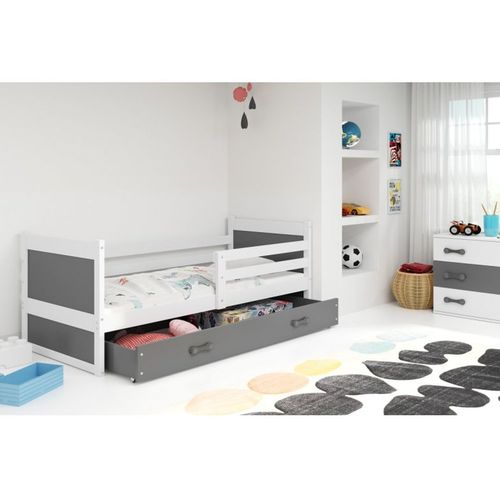 Drveni dečiji krevet Rico - sivo - beli - 190x80 cm