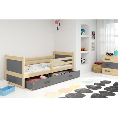 Drveni dečiji krevet Rico - bukva - sivi - 190x80 cm