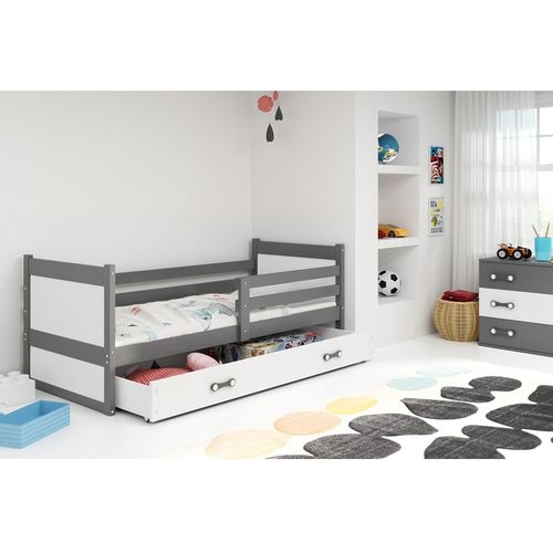 Drveni dečiji krevet Rico - belo - sivi - 200x90 cm