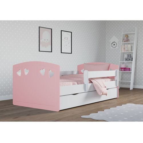 Drveni dečiji krevet Julia sa fiokom - 160x80 cm - rozi