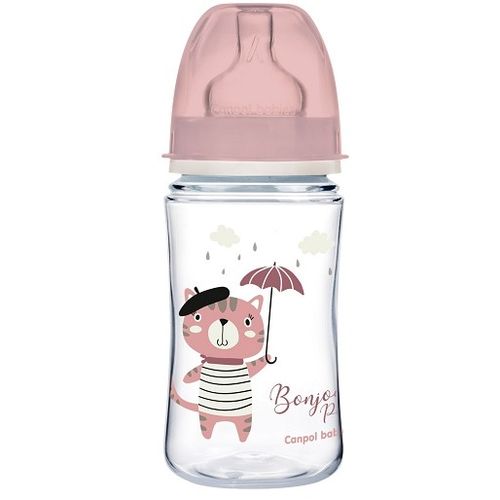 Canpol baby flašica 240ml široki vrat, pp - bonjour paris - pink