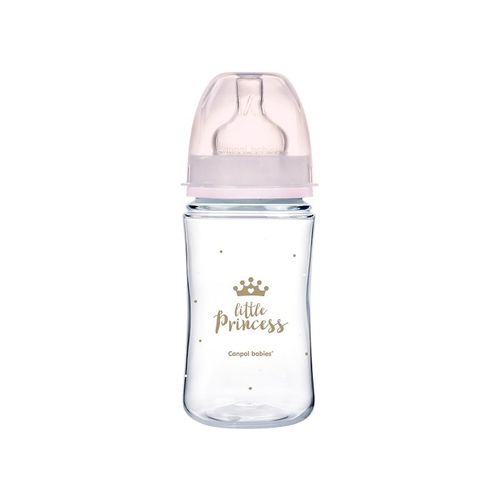 Canpol baby flašica 240ml široki vrat, pp - royal baby - pink