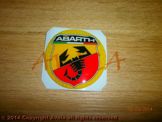 Stiker okrugli 72mm "Abarth" (novi znak) žuti *10902540*