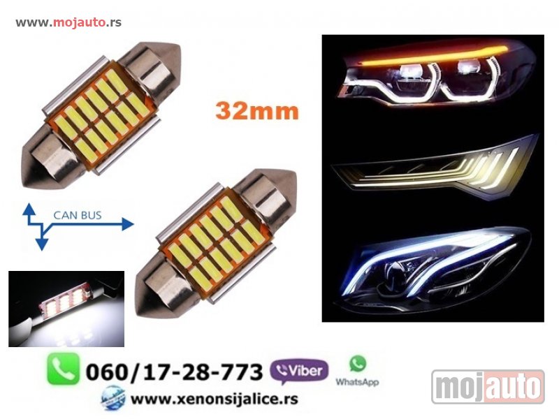 C5W sulifidne led sijalice 32mm kan bus bele