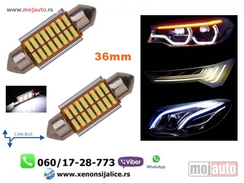 C5W sulifidne led sijalice 36mm kan bus bele