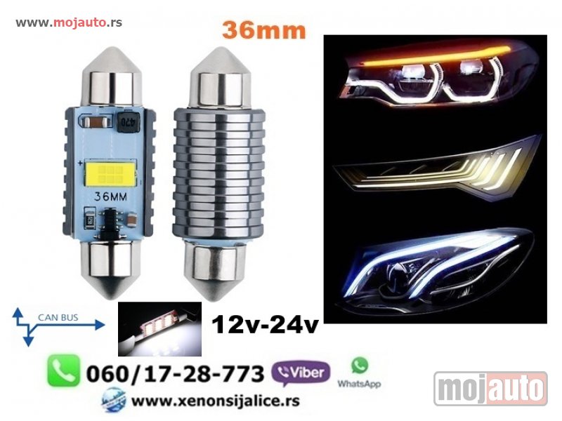 C5W sulifidne led sijalice 36mm kan bus bele