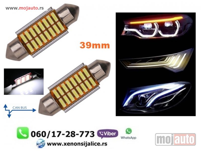 C5W sulifidne led sijalice 39mm kan bus bele