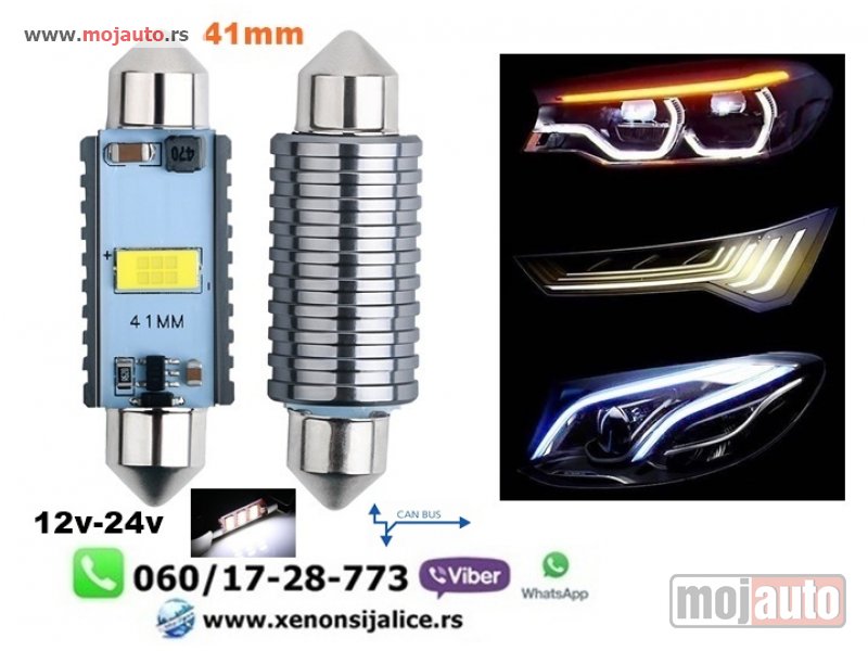 C5W sulifidne led sijalice 41mm kan bus bele