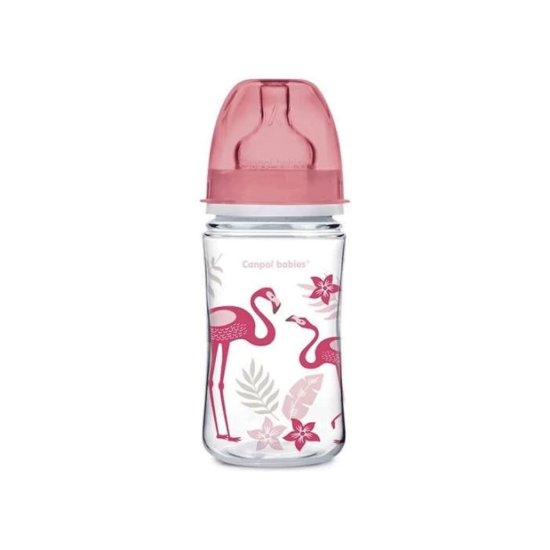 Canpol flašica za bebe Easy Start Jungle Pink sa širokim vratom 240 ml, 0m+