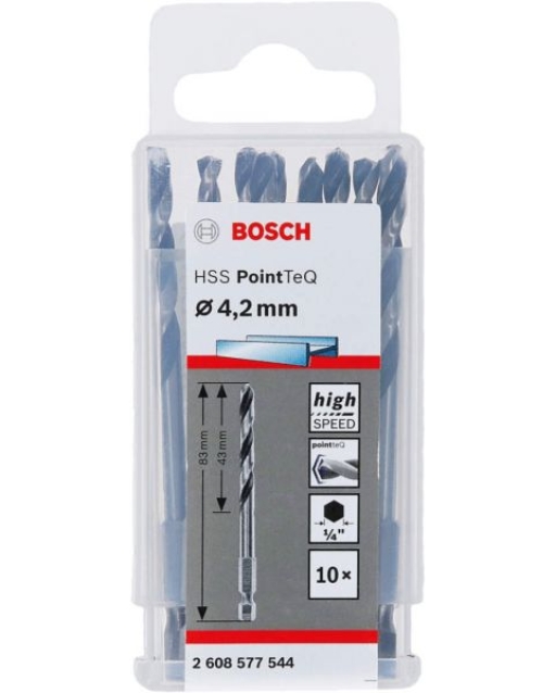 Bosch HSS spiralna burgija PointTeQ 4,2 mm sa šestougaonim HEX prihvatom pakovanje od 10 komada - 2608577544