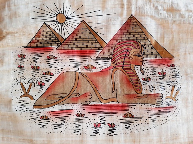 Papirus iz Egipta Sfinga i tri piramide