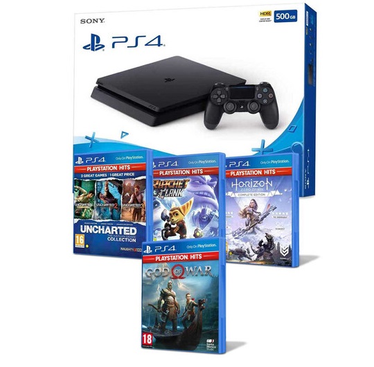 Konzola Playstation 4 500GB Black Slim + 3 HITS igre + God of War 4