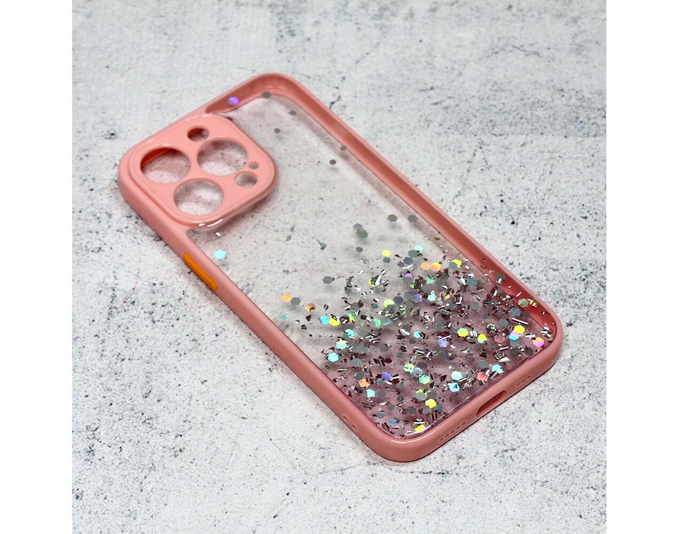Futrola Frame Glitter - iPhone 13 Pro roze
