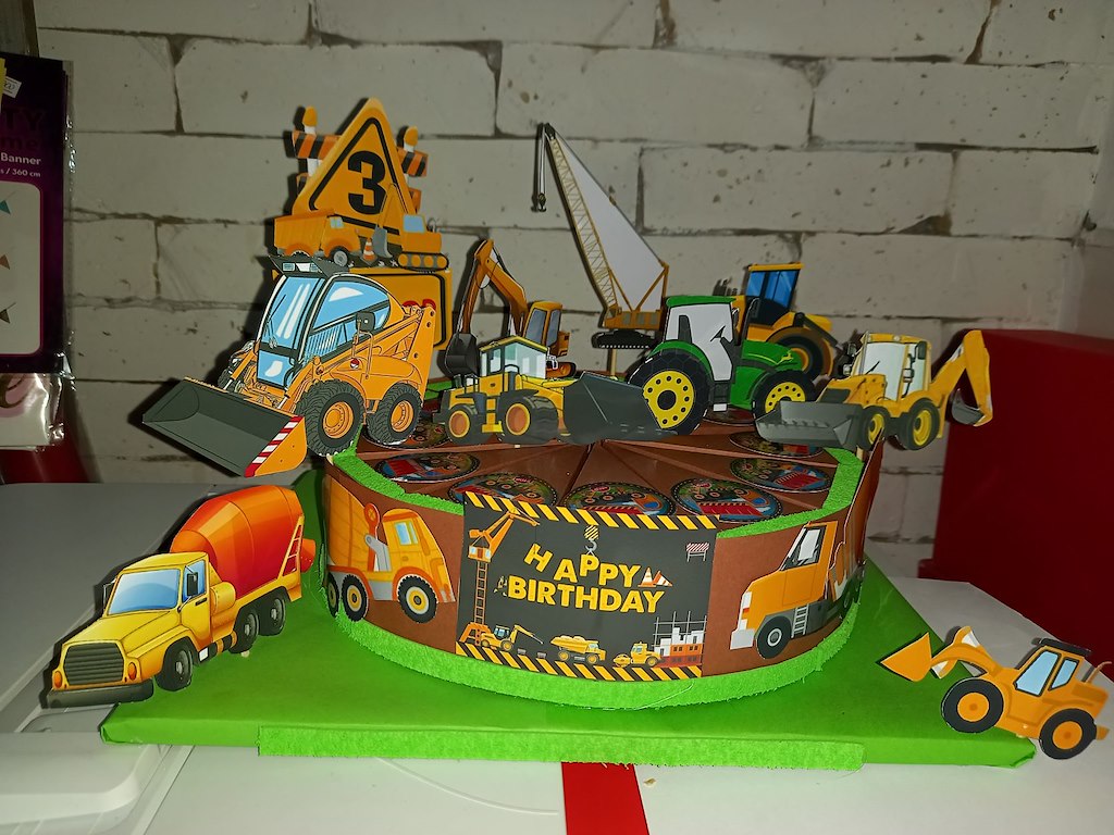 Torta od kartona Građevinske mašine