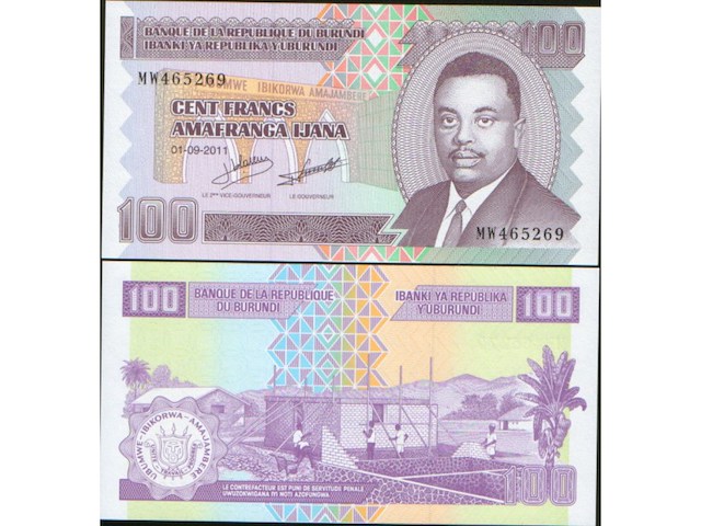 Burundi 100 Francs 2011. UNC.
