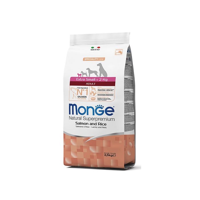 Monge: Hrana za pse minijaturnih rasa Monoprotein Extra Small Adult, Losos i Pirinač, 2.5 kg