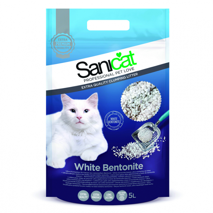 Sanicat: Posip za mačke White Bentonite, 5l