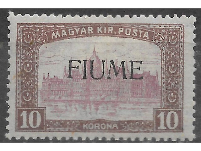 1918 - FIUME Parlament 10 Kr. knjigotisk kat.vr.800e. R