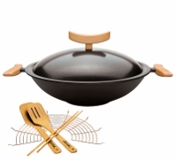 12. Wok set-guss (od livenog gvožđa) sa poklopcem i priborom – SPRING -Ø35cm-dubina10cm-4lit. , Cena: 21.246,oo din