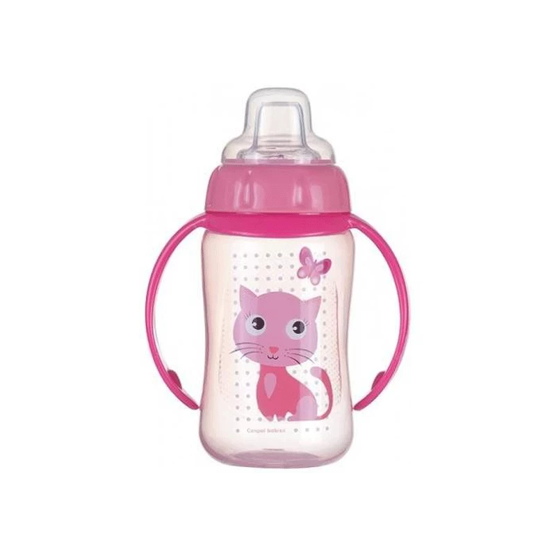 Canpol flašica/šolja za bebe sa kljunom i ručkama Happy Animals Cat 320 ml, 12m+